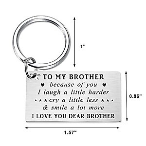 Brother Gifts Keychain, Thank You Gifts to Brother, Christmas Birthday Gifts for Brother
