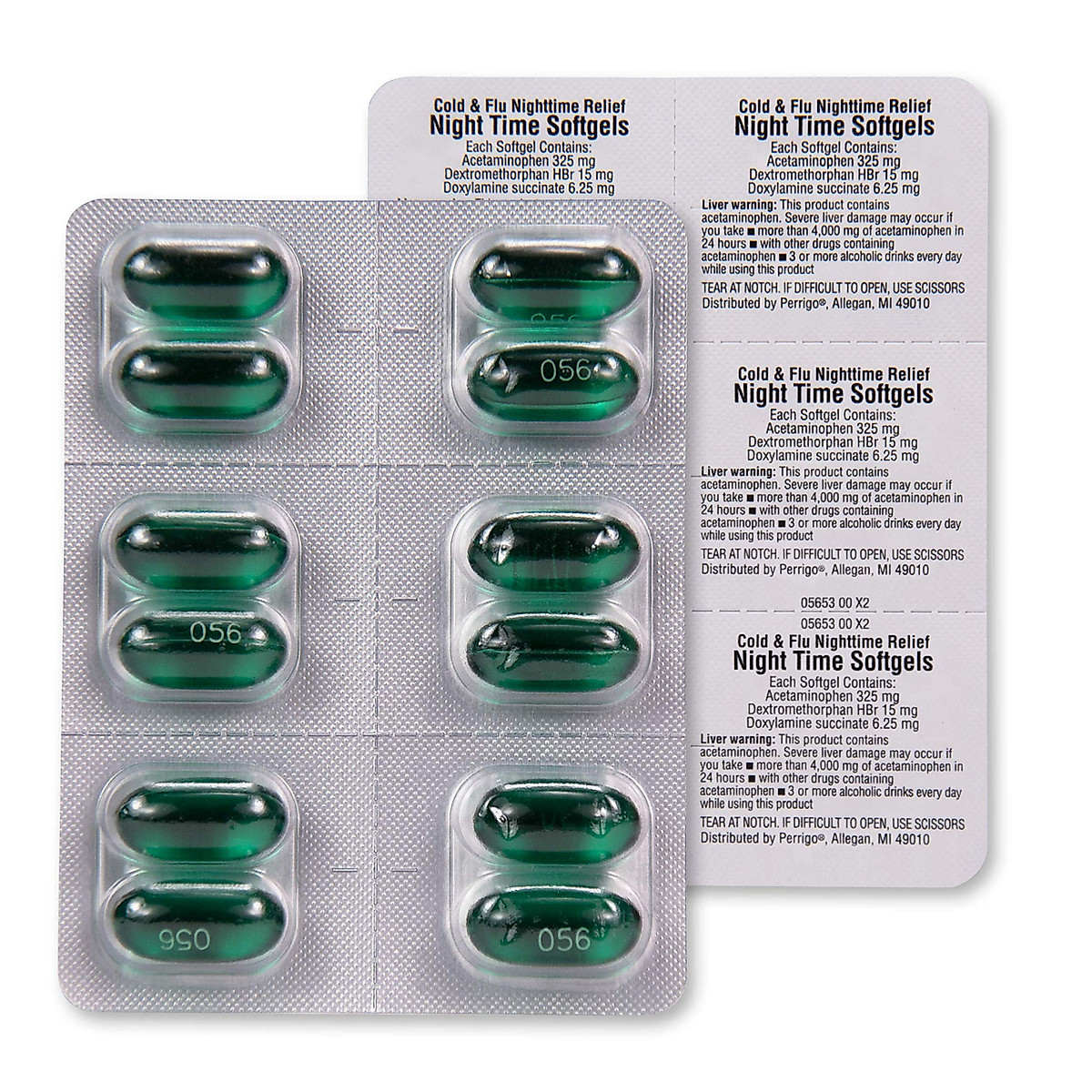 Amazon Basic Care Nighttime Cold and Flu Relief Softgels, 6 Hour Cold Medicine, Relieves Major Flu Symptoms So You Can Rest, 48 Count (Pack of 1)