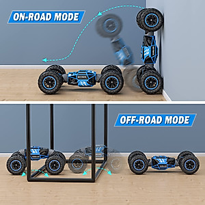 Powerextra Gesture Sensing RC Car, 1:16 Scale Outdoor Remote Control Car Crawler, 4WD Transform RC Car, Double Side All Terrains Toy Stunt Car with Two Batteries, 50+ Mins Play Time for Kids & Boys
