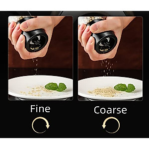 ZeeDa Salt and Pepper Grinder Adjustable Ceramic Sea Salt Grinder & Pepper Grinder Glass Salt and Pepper Shakers Pepper Mill & Salt Mill (Black)