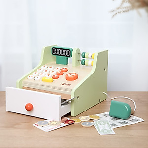 Classic World Cash Register Wooden Pretend Play Counting Toy for Kids Baby Gift