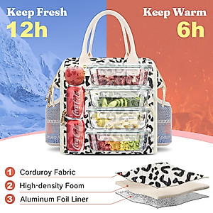 Lunch Bag Women Insulated Lunch Box Wide-Open Lunch Tote Bag Large Drinks Holder Durable Nylon Thermal Snacks Organizer for Men Adults Work Picnic Hiking Beach Fishing, Strawberry Corduroy