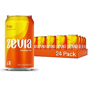 Zevia Zero Calorie Soda, Orange, 12 Ounce Cans (Pack of 24)