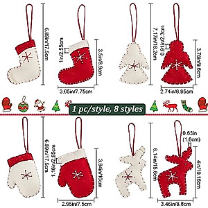 CRASPIRE 8pcs Felted Christmas Mittens Christmas Hand Decor with Cotton Rope Gloves Angel Sock Reindeer Xmas Hanging Ornament Felt Crafts for Christmas Tree Decorations Party Accessory