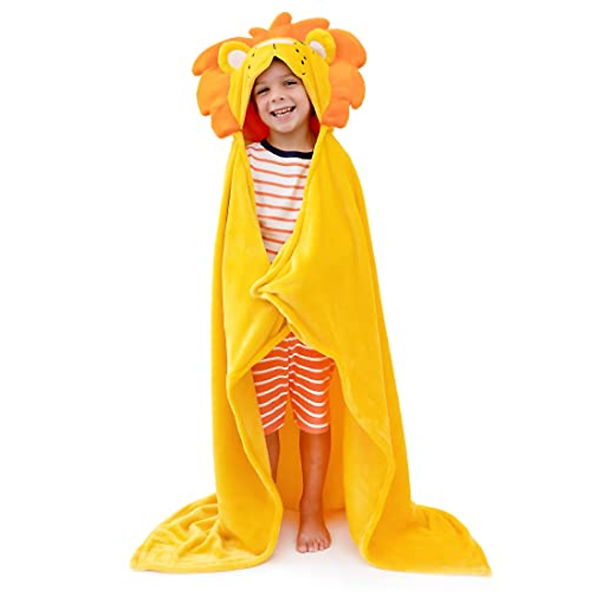 Canoogles Lion Wearable Hooded Blanket for Kids, Blanket Hoodie, Soft, Cozy Hooded Fleece Blanket, Machine Washable, 40" H x 50" W, One Size