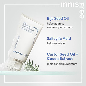 innisfree Bija Clarifying Cleansing Foam with Salicylic Acid and Castor Seed Oil, Korean Face Wash, Sulfate Free