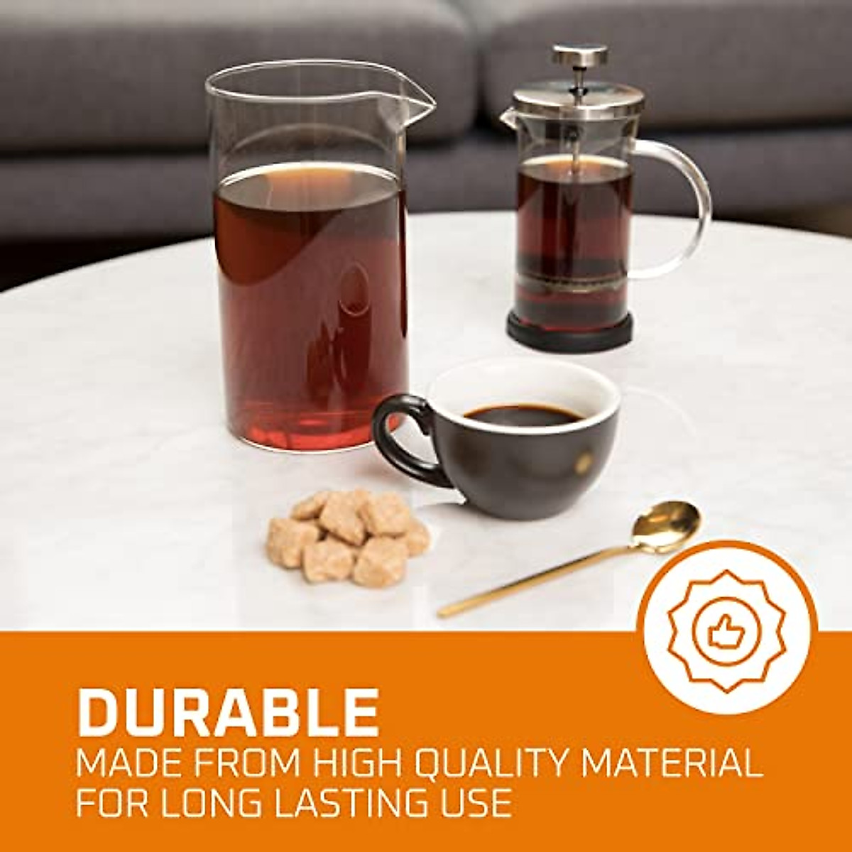 Bruntmor 34 Oz French Press Replacement Glass Beaker Carafe, 8 Cup Glass French Press Replacement Beaker, Thick Glass made of borosilicate glass, Gifting for coffee lover