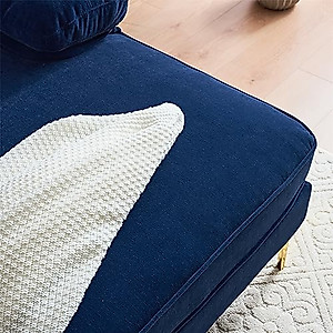 Polibi 83" L-Shape Convertible Sectional Sofa Set with Chaise Lounge, Metal Legs and Button Tufted, 3-Seat Couch for Living Room, Blue