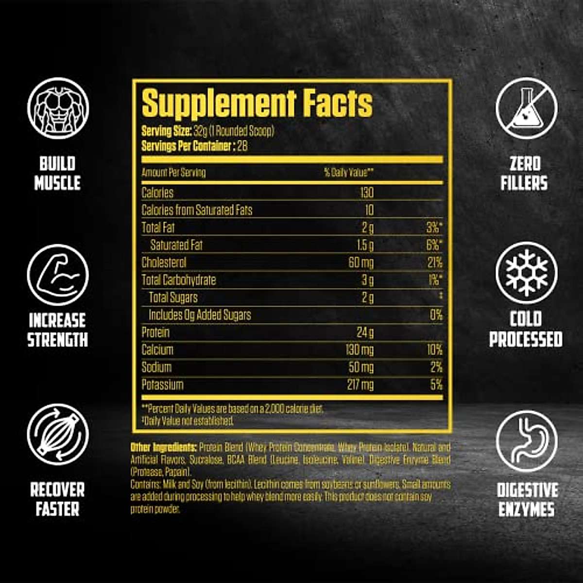 100% Whey Protein Powder | #1 Rated w/ 24g Protein, Digestive Enzymes, 0 Added Sugar or Fillers, Isolate + Concentrate | Build Muscle, Recover Quicker (Gluten Free, Keto Friendly) - Cinnamon Crunch