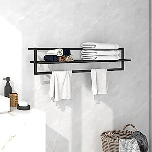 MINERWALL Towel Rack Black 37.4"x9.8"x8.7" Iron,Convenient Shelf Allows for Easy Access to Frequently Used Towels Bathroom Accessories