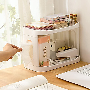 kaileyouxiangongsi 2-Tier Desk Organizers & Dispensers，Mail Holder for Office Desk Organization，Kitchen Spice Rack or Bathroom Countertop Organizer, Gift for Teachers, Classmates, and Friends,White