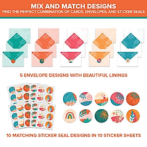 Decorably 50 Pack Employee Appreciation Cards with Envelopes & Stickers, 10 Designs Blank Inside Staff Appreciation Cards, 6x4in Employee Thank You Cards for Employees Appreciation Cards for Coworkers