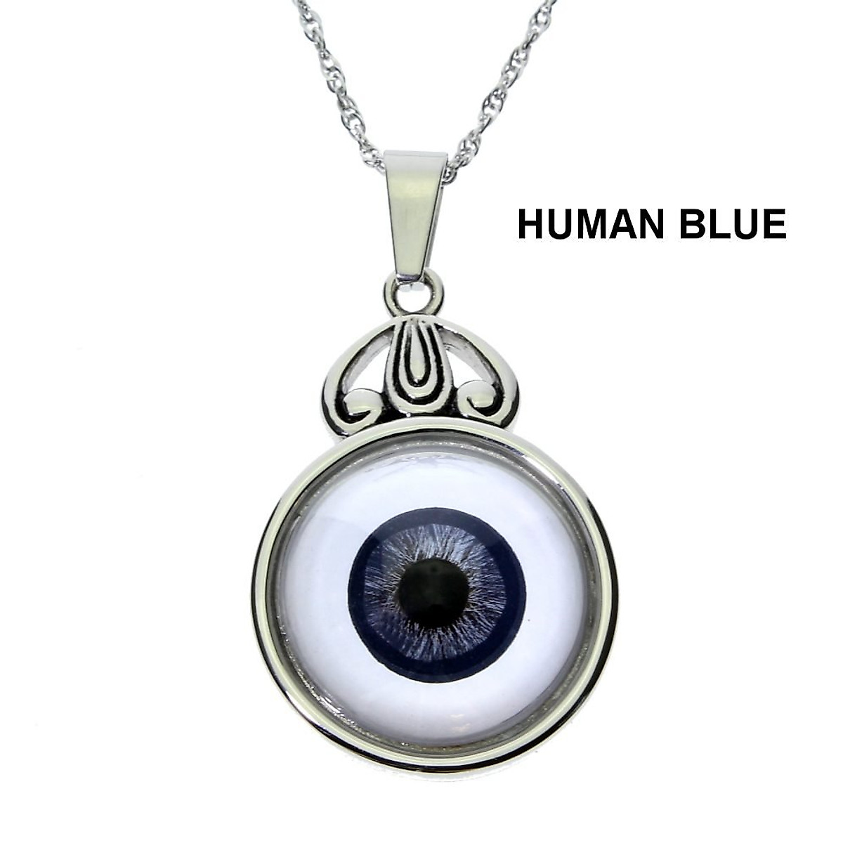 Steel Dragon Blue Eye Pendant-Necklace Jewelry (human blue)