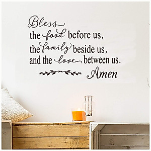 Summerjokes Bless The Food Before us, The Family Beside us, and The Love Between us Funny Inspiring Wall Sticker Decal Vinyl Sticker, Faith Family Living Room Kitchen Bedroom Photo Wall Art Wall Decoration