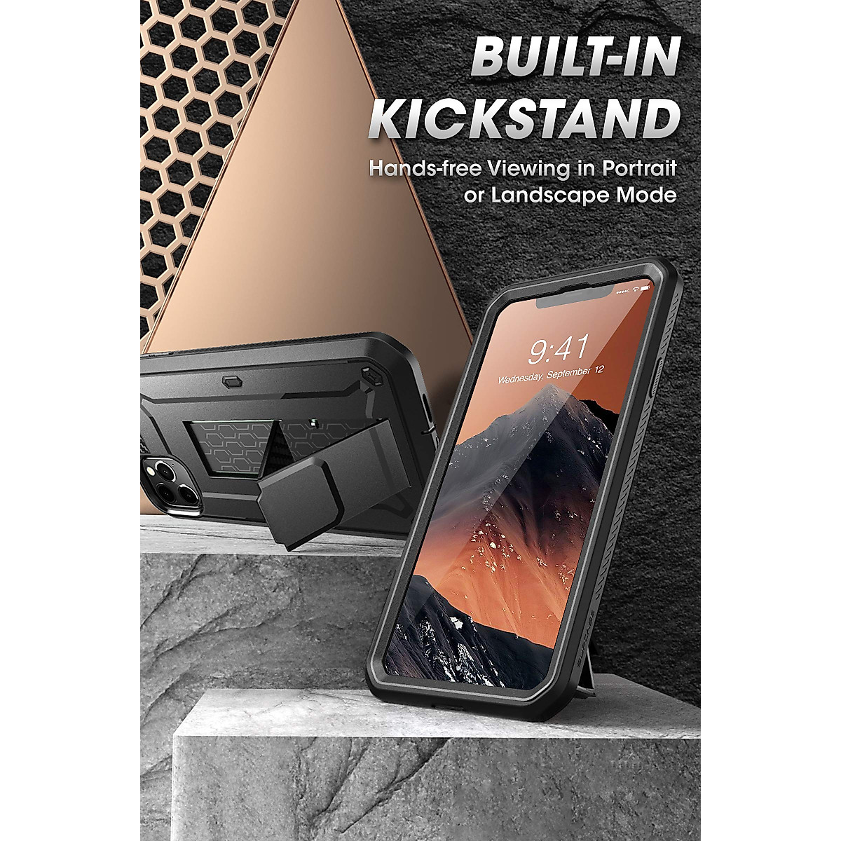 SUPCASE for iPhone 11 Pro Max Case with Screen Protector (Unicorn Beetle Pro), [Built-in Stand & Belt Clip] Heavy Duty Full-Body Shockproof Protective Phone Case for iPhone 11 Pro Max 6.5", Black