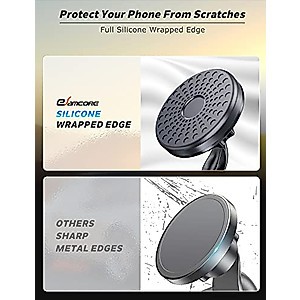 eSamcore Magnetic Phone Mount for Car Dashboard Magnet Phone Car Mount for iPhone 12/13/ 12 Pro/ 12 Pro Max/Mini/MagSafe Case Car Phone Holder Mount, Include Metal Plate Ring for All Cell Phone