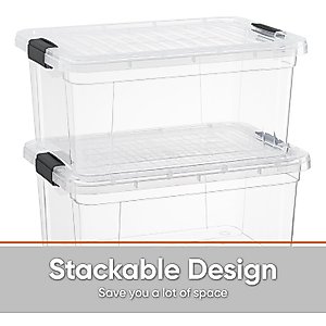 Superio Clear Storage Box with Lid, 11 Quart Plastic Container Bins for Organizing, Stackable Crates, BPA Free, Non Toxic, Odor Free, Organizers for Home, Office, School, and Dorm
