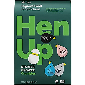 Hen Up Organic | Starter Grower Crumbles - Non-GMO Baby Chick Food | 25 Pound (25 lb) Bag