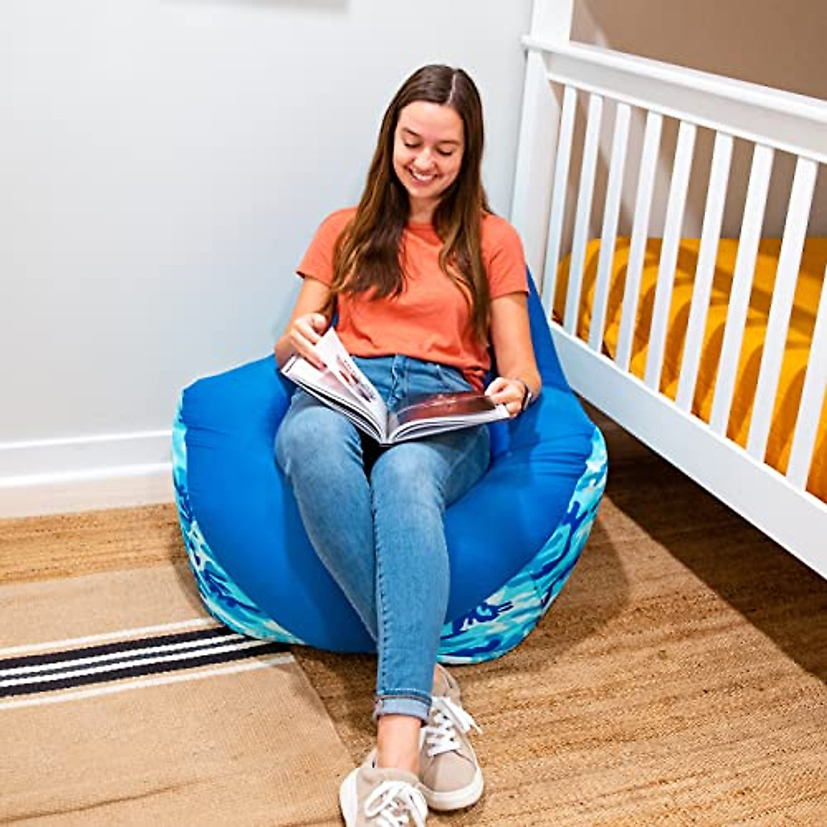 Big Joe Warp Bean Bag Chair, Blue Woodland Camo Smartmax, 3ft