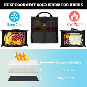 ZM-YOUTOO Insulated Lunch Bag Thermal Foldable Lunch Box with Adjustable Shoulder Strap for Men, Adults, Women Office, Work, Picnic Hiking Beach