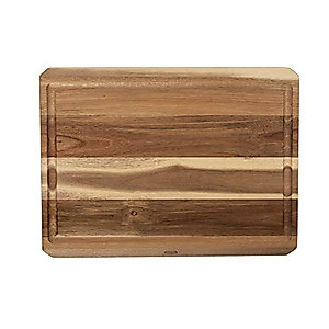 Dexas Angled Acacia Wood Cutting Board with Well, 15 x 20 inches