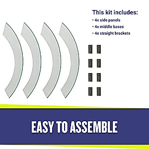 American Fireglass Tempered Glass Flame Guard for 25” Round Drop-in Fire Pit Pans | Outdoor Wind Guard with Aluminum Fire-Resistant Brackets & Non-Slip Feet | 29-inch x 8-inch