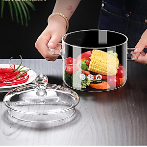 Riavzau Glass Cooking Pot, 1.5L/50oz Heat-Resistant Borosilicate Glass Saucepan with Cover, Cookware Set Stovetop Pot for Soup, Pasta,& Baby Food (50OZ)