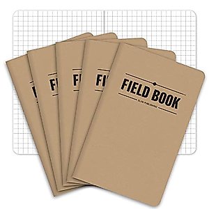 Field Notebook/Pocket Journal - 3.5"x5.5" - Kraft - Graph Memo Book - Pack of 5