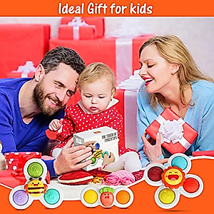 UKKITEK 3PCS Suction Cup Spinner Toy for Baby, Simple Dimple Fidget Toys with Stackable Suction Cup Toys, Sensory Toys for Toddlers 1-3 Years Old, Infant Baby 6 12 18 Months Birthday Gifts Bath Toy