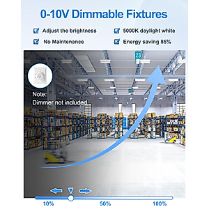 ADUB LED High Bay Light 240W 192W 144W, 1.63FT LED Warehouse Light 3000K 4000K 5000K, 36000LM, 400W LED High Bay Shop Light, 2.2 FT UL Listed LED High Bay Light 0-10V Dimmable