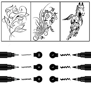 Brusarth Calligraphy Pens, Calligraphy Pens for Writing,Brush Pens Calligraphy Set for Beginners, Hand Lettering Pens, 4 Size(6 Pack)