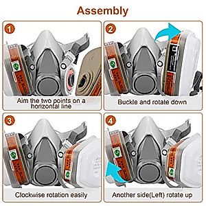 Respirator Mask,Half Facepiece Gas Mask with Safety Glasses Reusable Professional Breathing Protection Against Dust,Chemicals,Pesticide and Organic Vapors, Perfect for Painters and DIY Project