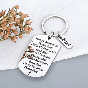 Baptism Gifts for Women Men Christian Bible Verse Religious Gift for Friends Faith Keychain 2024 Graduation Gift for Him Her High School Student Son Daughter Birthday First Communion Gift for Girl Boy