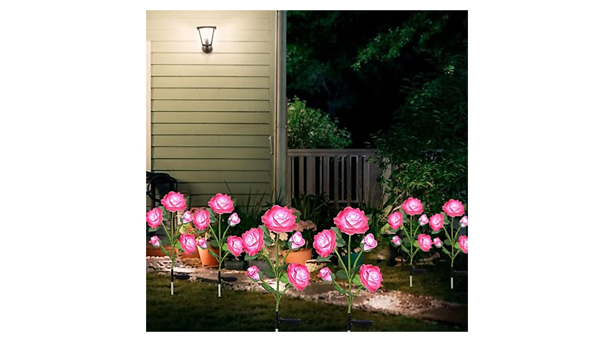 SmilingTown Solar Flower Lights Garden Decorations Outdoor Waterproof ...