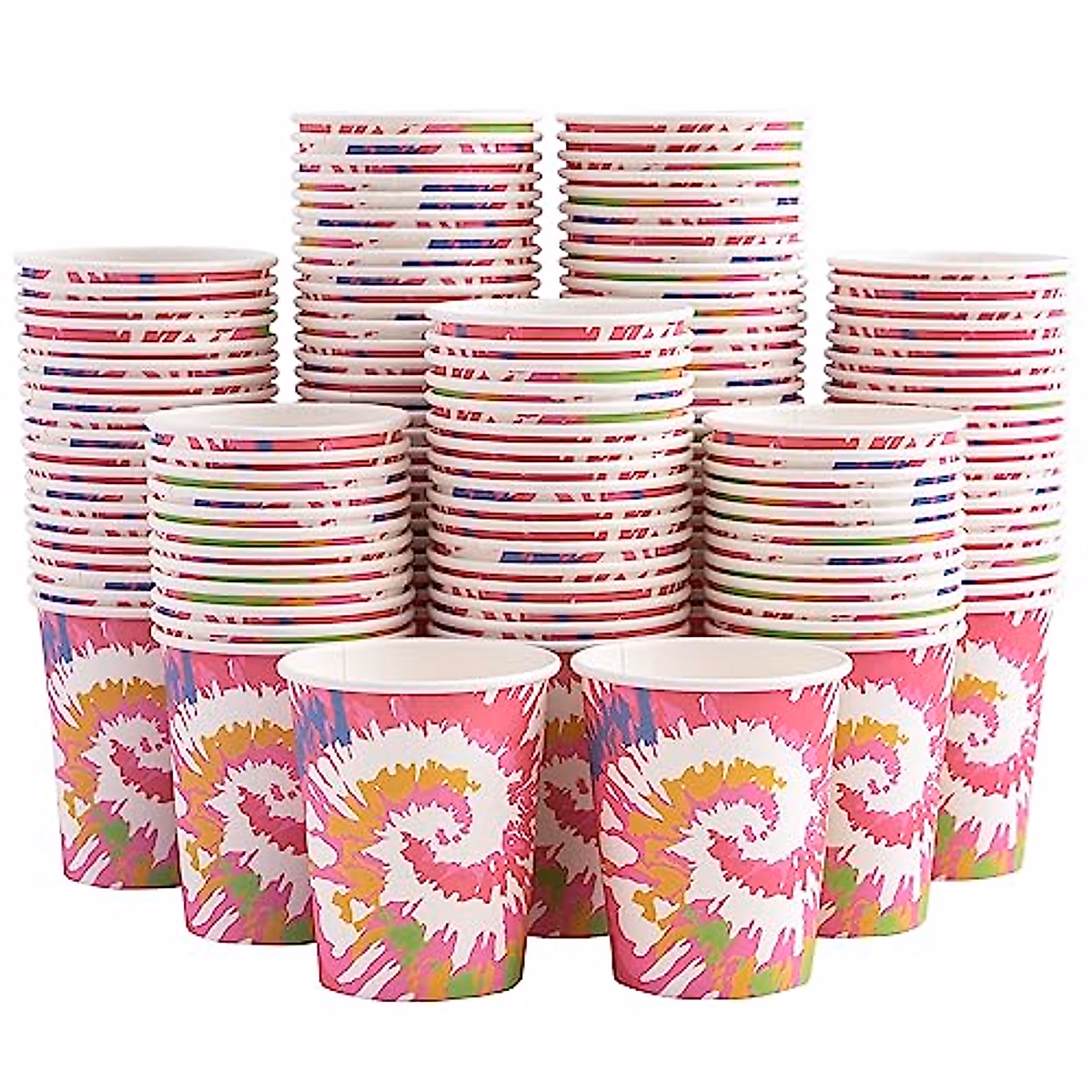 Clawsoff [300 Pack 8 oz Disposable Paper Cups, Hot/Cold Beverage Paper Drinking Cups, Paper Coffee Cups, Tie-dye Paper Hot Coffee Cups for Party, Picnic, Travel, and Events.