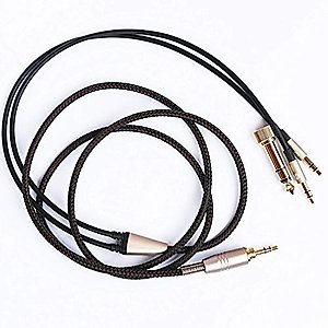 NewFantasia Replacement Cable for Beyerdynamic T1 2nd Generation / T5p Second Generation Headphones 3.5mm Male and 6.35mm Adapter to Dual 3.5mm Jack Male Audio HiFi Cord 1.2m/4ft