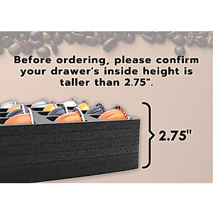Polar Whale 2 Coffee Espresso Capsule Drawer Organizer Tray Inserts Compatible with Nespresso Vertuo VertuoLine Kitchen Home Office Waterproof Washable Black Foam 24 Compartment 12.5 x 12.5 Inches