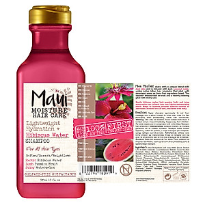Maui Moisture Lightweight Hydration + Hibiscus Water Shampoo for Daily Moisture, No Sulfates, 13 fl oz