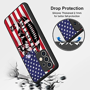 Personalized Football Player Name Number America Flag Design Rubber Cover Phone Case for Samsung Galaxy A16/A15/A25/A14/A54/A53 5G/A03S/A02S/A10E/A12/A13/A32/A33/A42/A51/A52/A71 Custom Football Phone Case