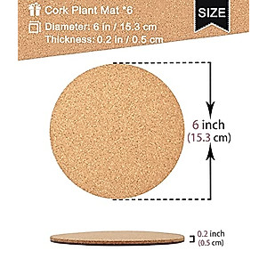 KITLAB Cork Plant Coasters, Double Layers 6 Inch Cork Planter Coaster, Absorbent Cork Plant Mats, Cork Plant Coasters for House Plants, 6 Pcs