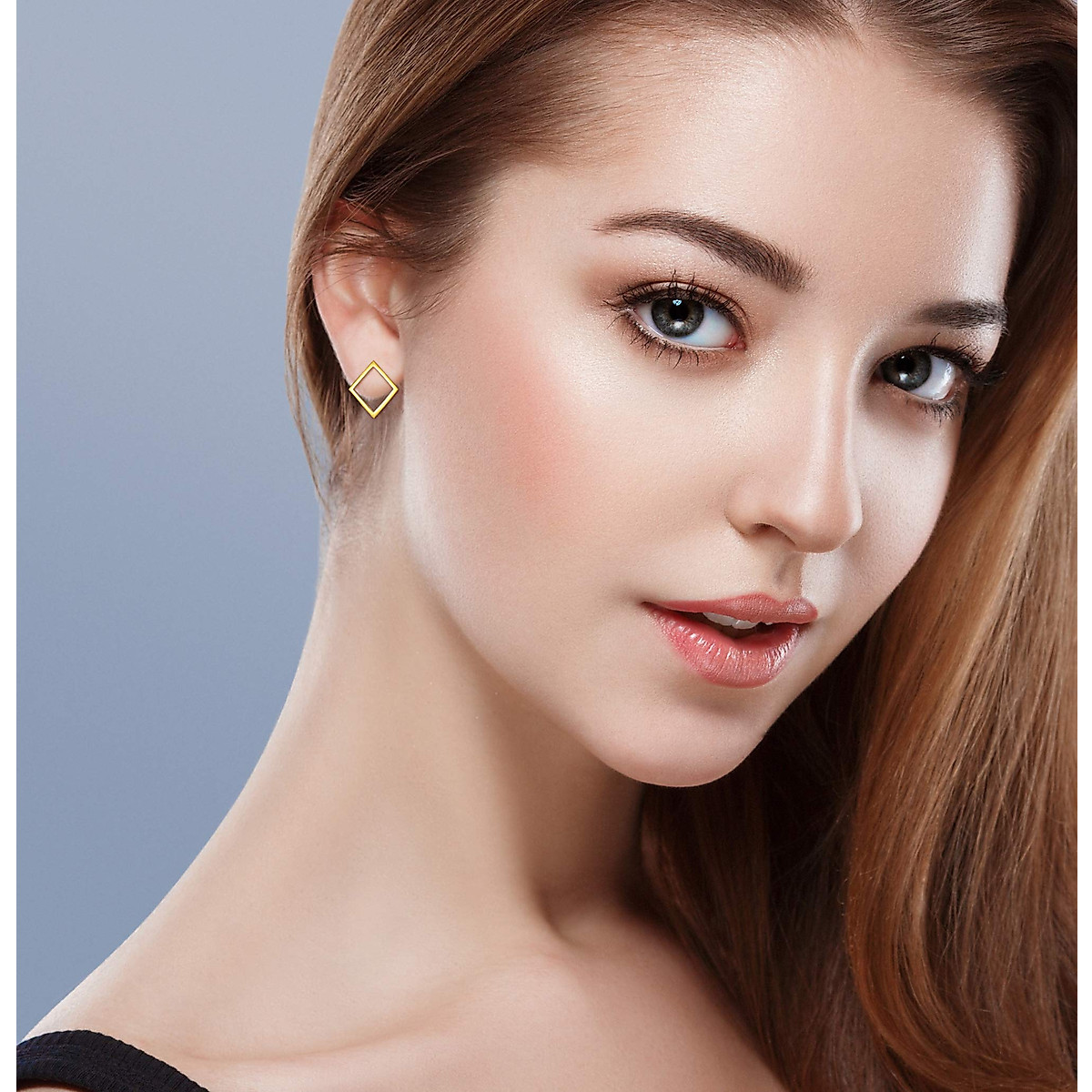 JOERICA Gold Tone Geometric Minimalist Stud Earrings for Women Simple Rhombus Hexagon Triangle Bar Heart Circle Earrings Set