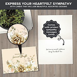 Decorably Assorted Cards with Envelopes & Stickers - 24 Pack Assorted Sympathy Cards with Envelopes, Printed Message Inside Sympathy Cards Assortment Box with Envelopes, 6x4in Pack of Sympathy Cards
