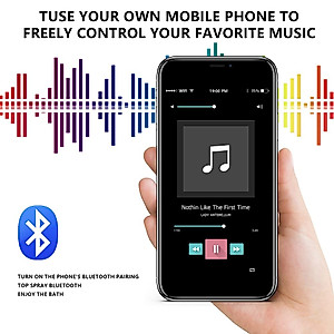 Cascada Luxury 16”x36” Music LED Shower Head with built-in Bluetooth Speakers, 4 functions (Rainfall, Waterfall, Mist Outlet & Side Rainfall) & Remote Control 64 Color Lights (Polished Gold)