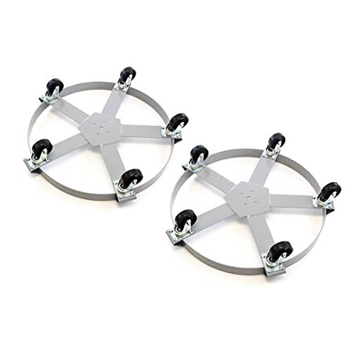 2 Extra Heavy Duty 55 Gallon Drum Dolly Dollies Swivel Casters Steel Frame Non Tip 1250 lbs 5 Wheel