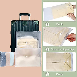 komstuon 20pcs Travel Storage Ziplock Bags, Frosted Resealable Zip Clothing Plastic Bags, Travel Storage Bags for Luggage Ziplock Storage Bags for Clothes Travel Underwear Shoes (5 Sizes)