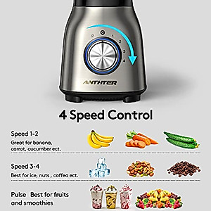 Anthter Professional Plus Blenders For Kitchen, 950W Motor Smoothie Blender with Stainless Countertop for Shakes and Smoothies, 50 Oz Glass Jar, Ideal for Puree, Ice Crush, Shakes and Smoothies