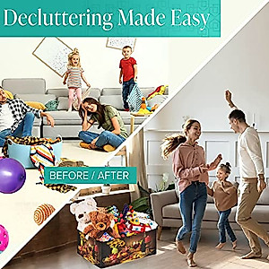 visesunny Closet Baskets Sunflower Red Wine Storage Bins Fabric Baskets for Organizing Shelves Foldable Storage Cube Bins for Clothes, Toys, Baby Toiletry, Office Supply