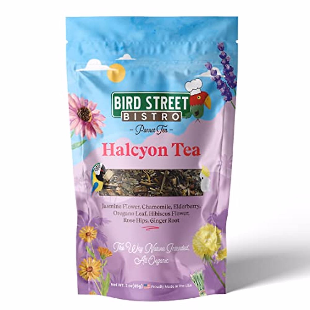 Bird Street Bistro Parrot Tea 3oz - Parakeet Food - Parrot Food & Cockatiel Food Vitamin Substitute - Bird Health Supplies - Bird Food Parrot Tea - Bird Food Topper