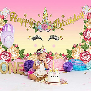 Unicorn Happy Birthday Banner Unicorn Party Supplies Decorations for Birthday Party Cute Fantasy Fairy Girls Party Home Decor