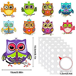 TUANTUAN 63 Pieces Owls Cut-Outs Owls Accents Paper Cutouts Adorable Owl Paper Cutouts with 100 Pieces Glue Point Dots Jungle Animal Cutouts for Bulletin Boards Back to School Classrooms Supplies